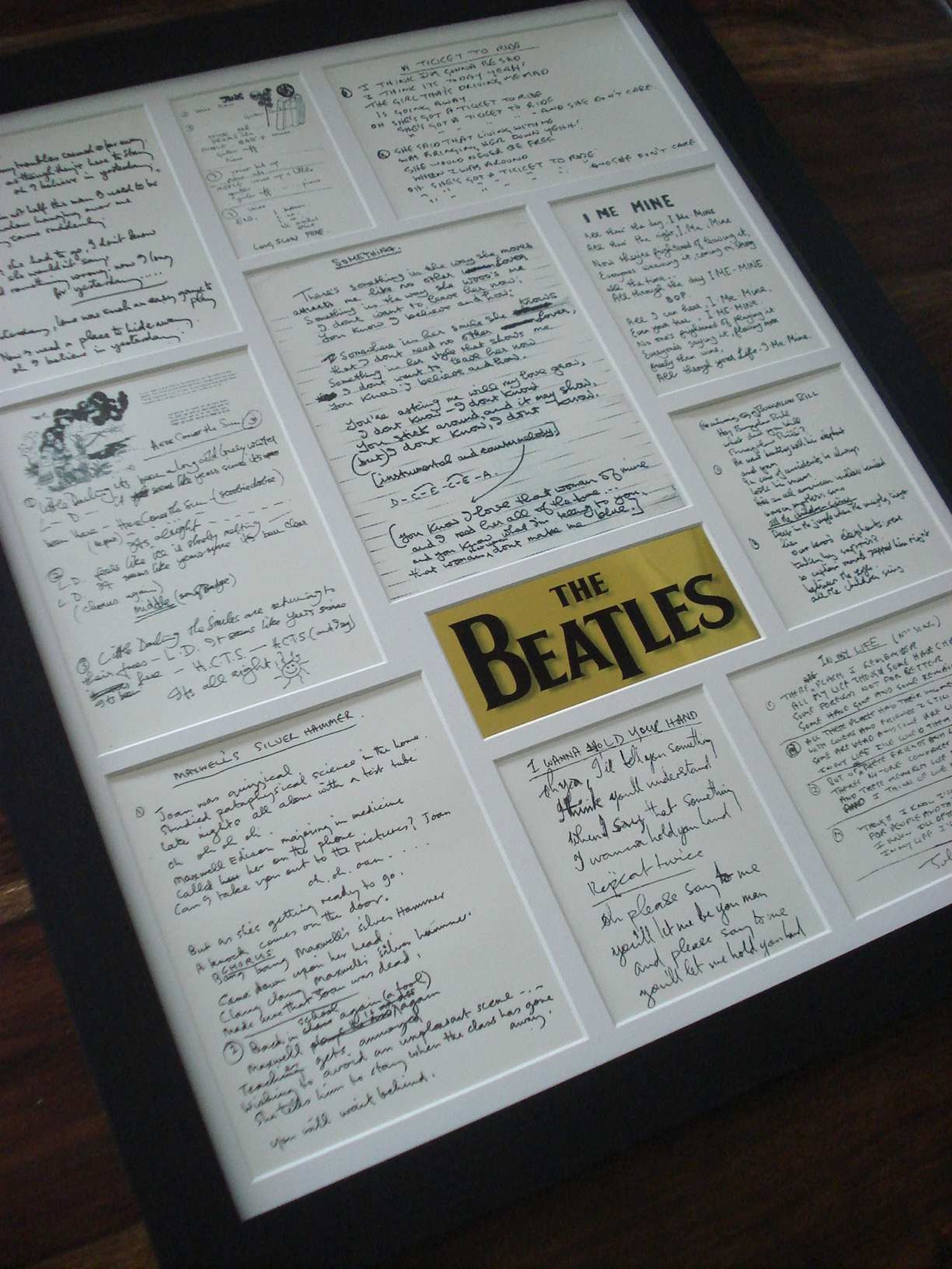 The Beatles Original Handwritten Lyrics Display Framed Montage #1 - Etsy UK
