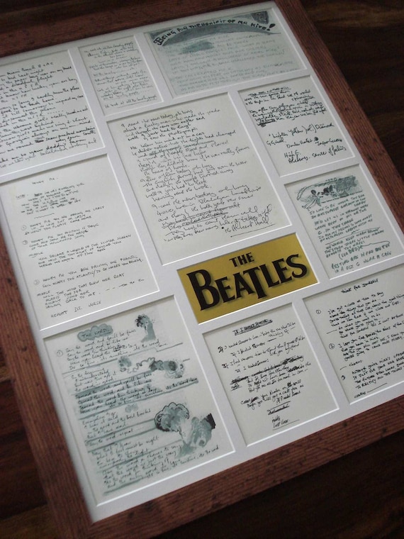 The Beatles Original Handwritten Lyrics Display Framed Montage - Etsy