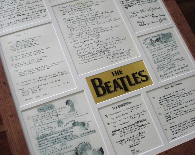 The Beatles Original Handwritten Lyrics Display Framed Montage - Etsy
