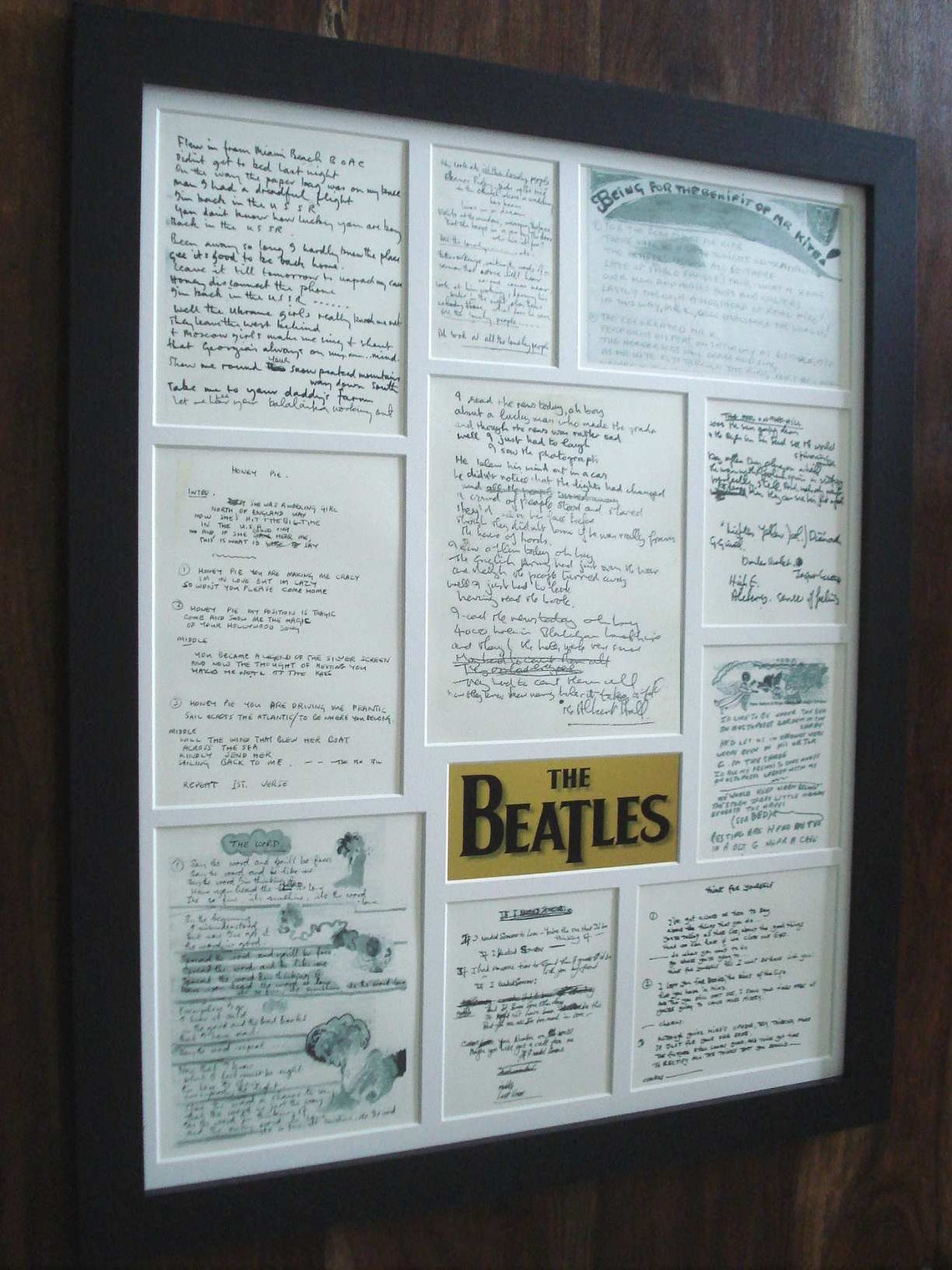 The Beatles Original Handwritten Lyrics Display Framed Montage - Etsy