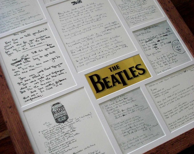 The Beatles Original Handwritten Lyrics Display Framed Montage 4 - Etsy