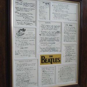 The Beatles original handwritten lyrics display framed montage | Etsy