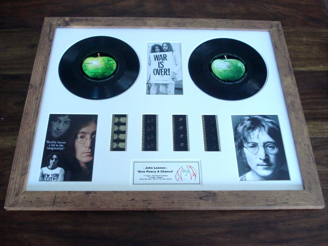 John Lennon Imagine Vinyl 35mm Film Cell Framed Montage | Etsy