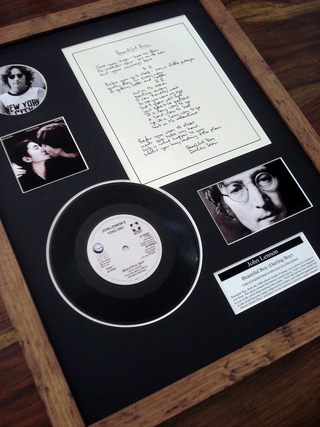 John Lennon Beautiful Boy 7" Single + Vinyl Lyrics Framed Display - Etsy