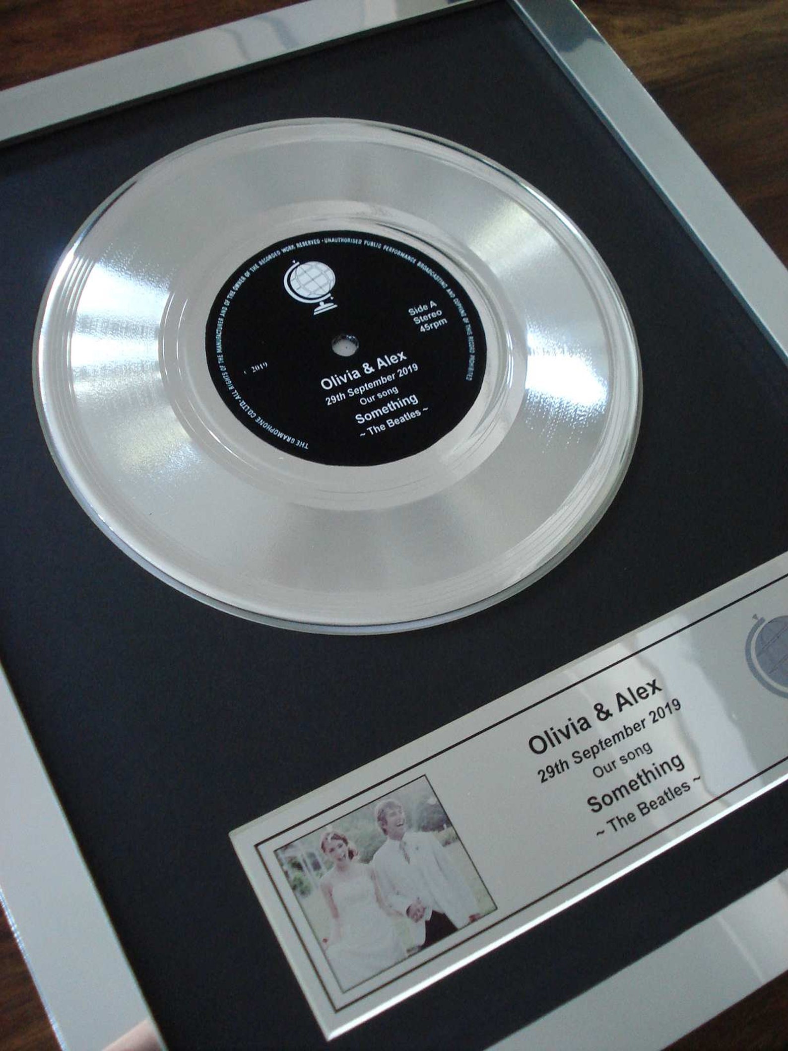 Your Own Personalised 7" Silver Vinyl Framed Record Single Record Award ...