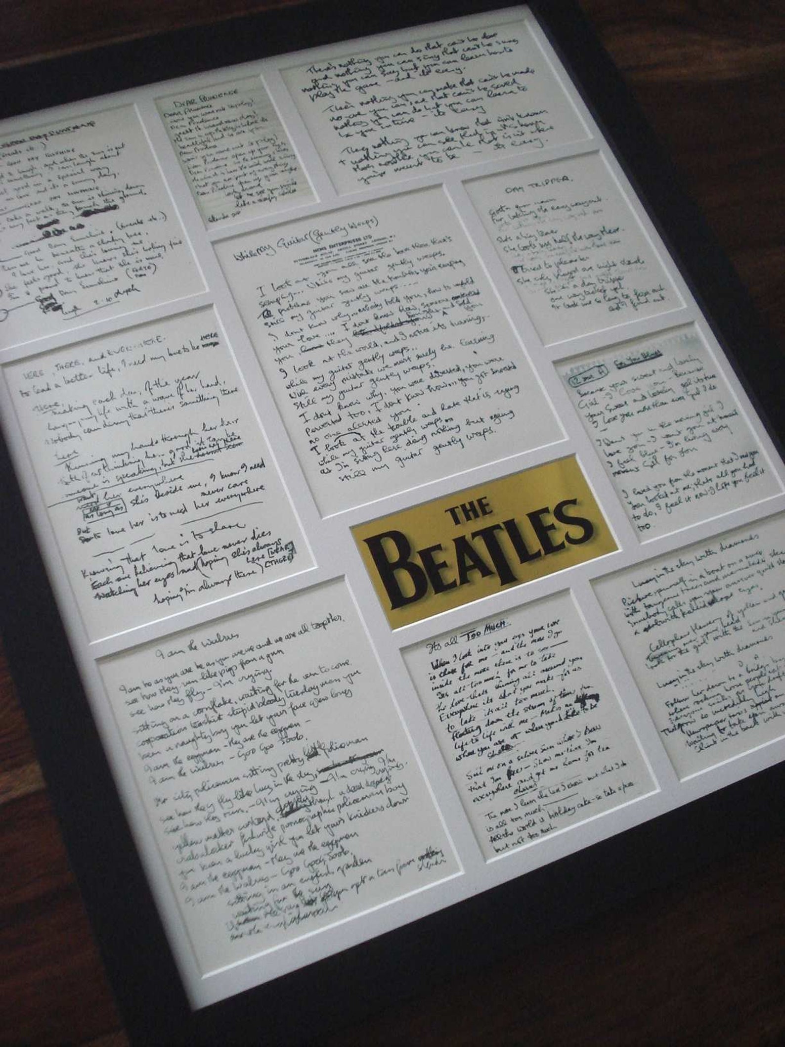 The Beatles original handwritten lyrics display framed montage | Etsy