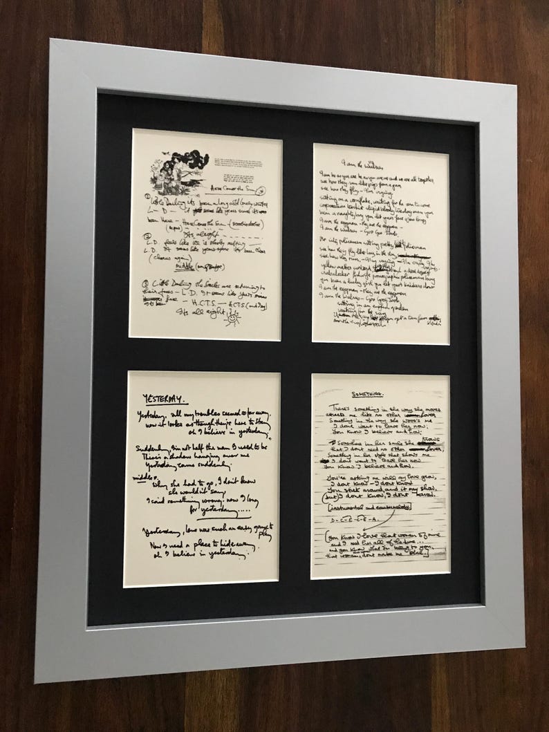 The Beatles Lyrics Framed Display - Four Classic Songs - Etsy