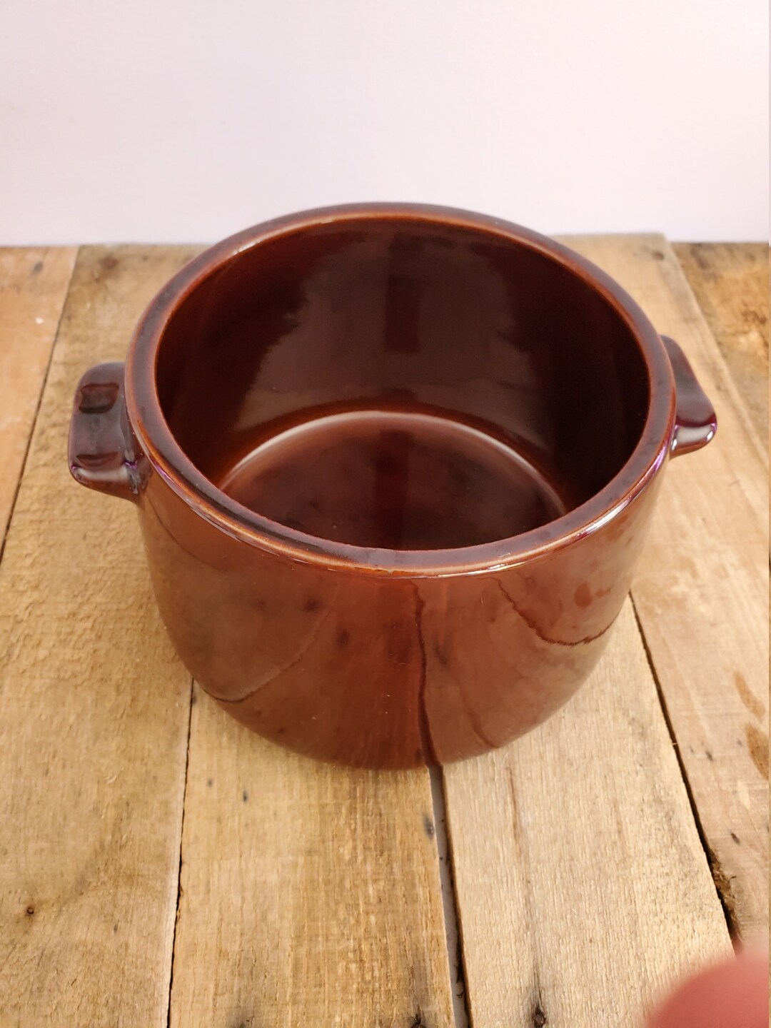 Vintage 1960s USA Stoneware Brown Bean Pot With Tab Handles no Lid - Etsy