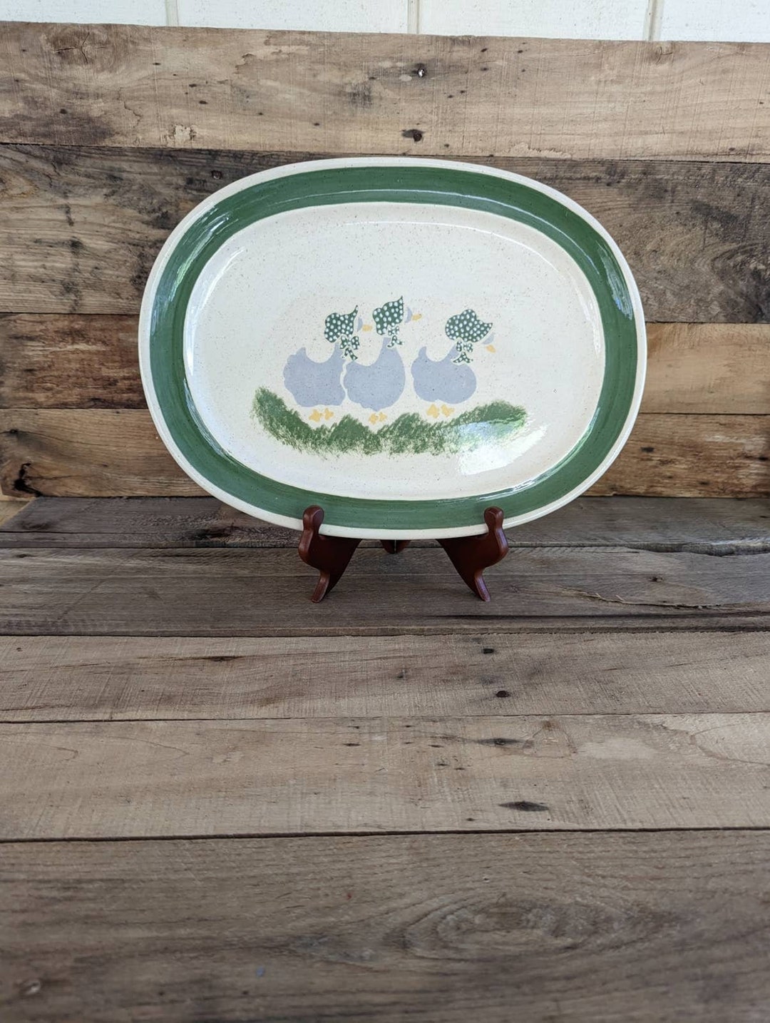 Vintage Ceramic Serving Platter Geese With Polka Dotted Bonnets - Etsy
