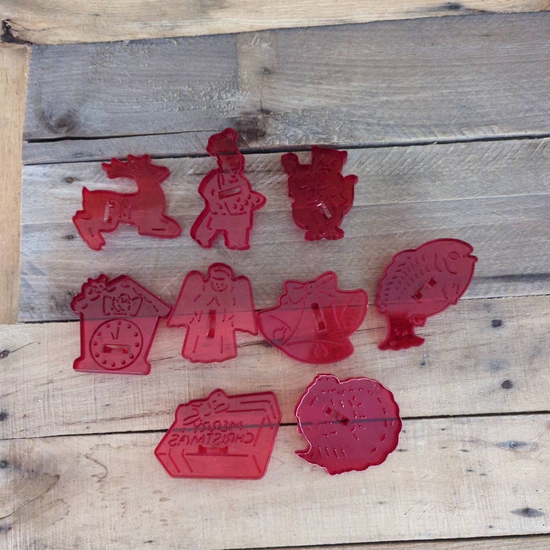 Vintage Set of 9 HRM Red Clear Holiday Cookie Cutters - Etsy