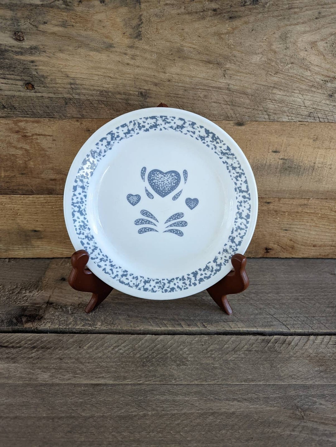 Blue Hearts 7.25 Dessert / Pie Plate Corelle by Corning / Made in USA ...