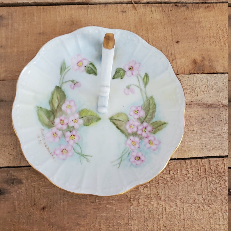 Vintage 1970s Porcelain Nappy Plate Pink Apple Blossoms With - Etsy