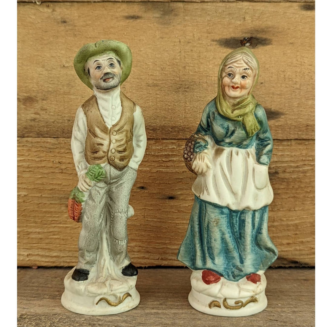 Vintage Old Man and Woman Farmers Porcelain Figures - Etsy
