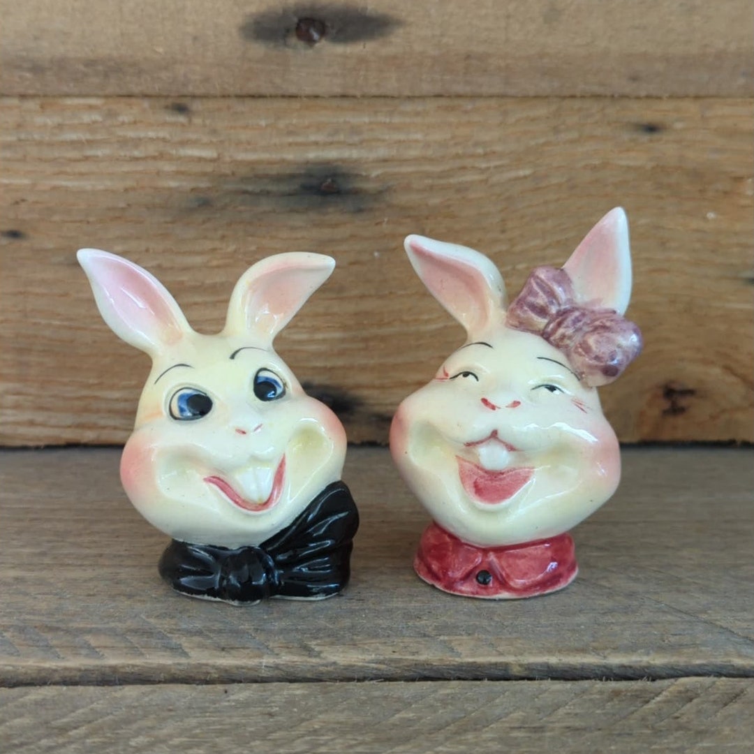 Vintage 1950s Mid-century Ceramic Anthropomorphic Rabbit Head Figural ...