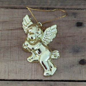 Vintage Set of Eleven Gold Cherubs Angels Acrylic Christmas Ornaments ...