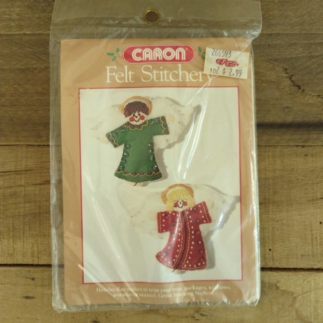 Vintage 1984 Caron Felt Stitchery Kit 6018 Christmas Angel Ornaments - Etsy