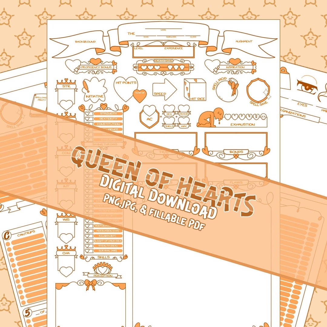 D&D 5e Character Sheet: Queen of Hearts Digital Download - Etsy UK