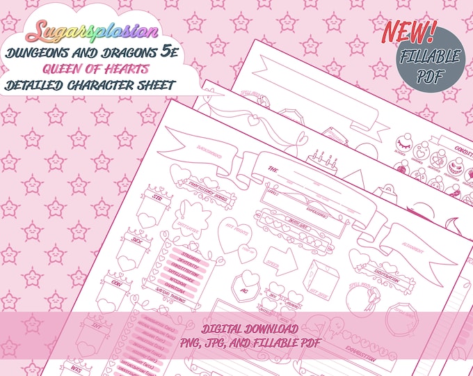 D&D 5e Character Sheet: Queen of Hearts Digital Download - Etsy
