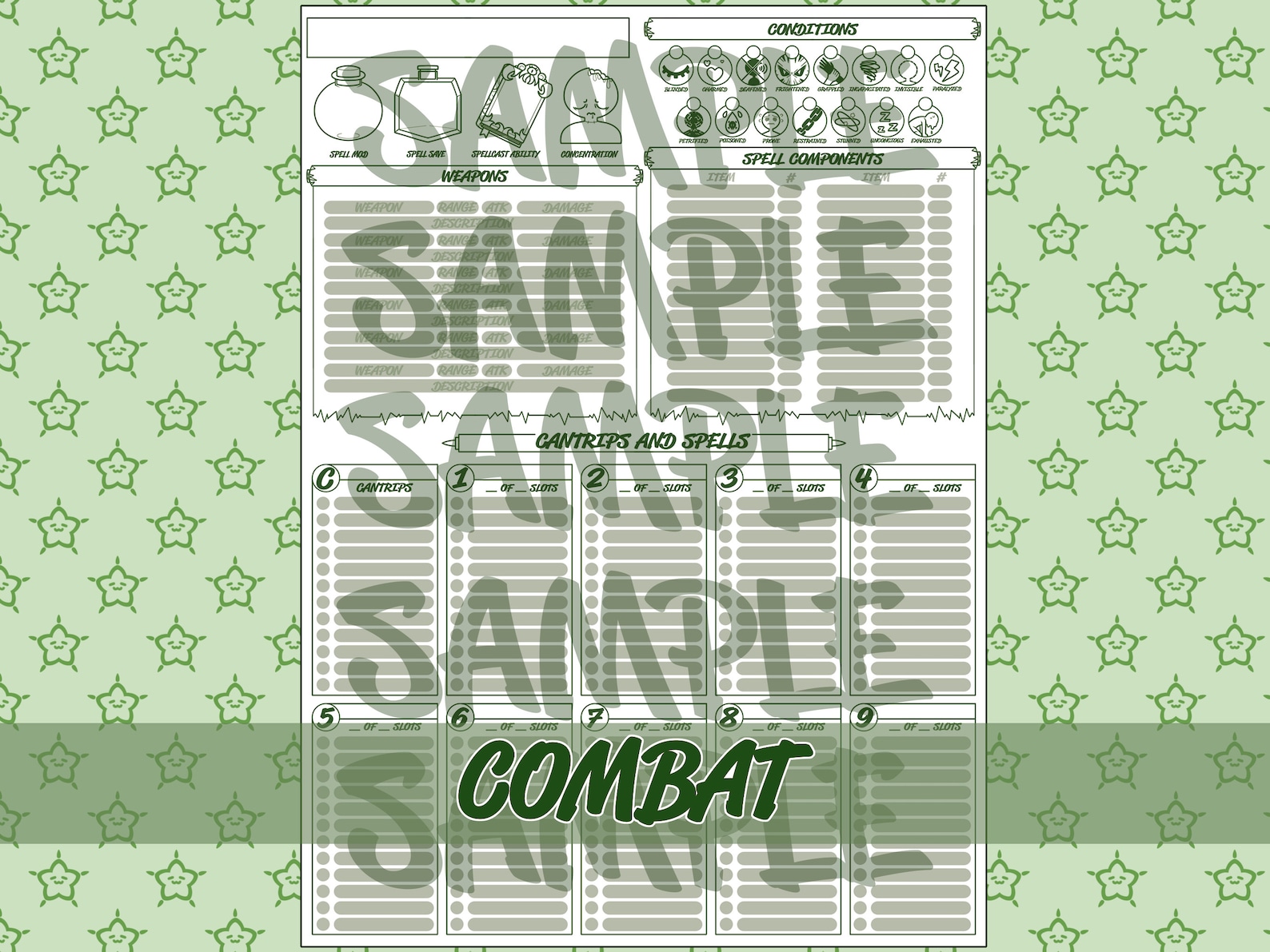 D&D 5e Character Sheet: Nightmare Digital Download Dungeons and Dragons ...