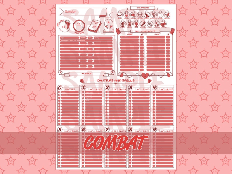 D&D 5e Character Sheet: Queen of Hearts Digital Download Dungeons and ...