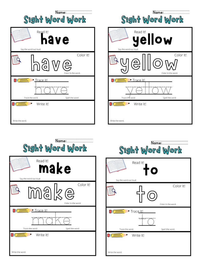 High-frequency Sight Word Worksheet Bundle | Pre-k & Kindergarten ...