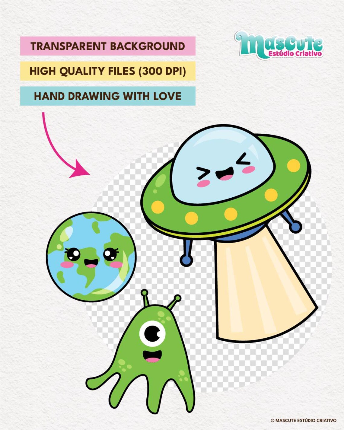 Cute Space Clipart Set SVG PNG EPS | Kawaii Planets, Rockets and Stars ...