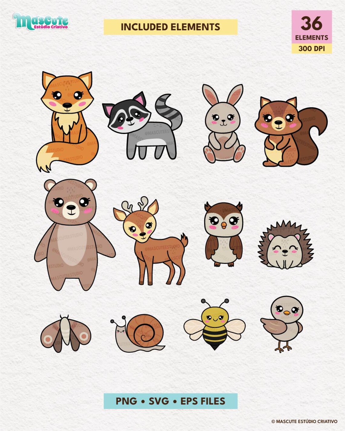 Cute Woodland Animals Clipart Set SVG PNG EPS | Forest Creatures for ...