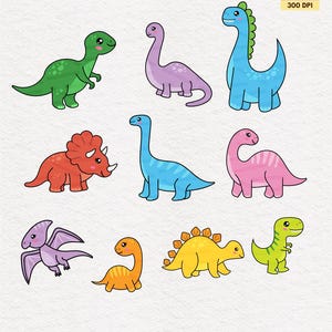 Cute Dinosaur Clipart Set SVG PNG EPS | Kawaii Dino Vectors for Kids ...