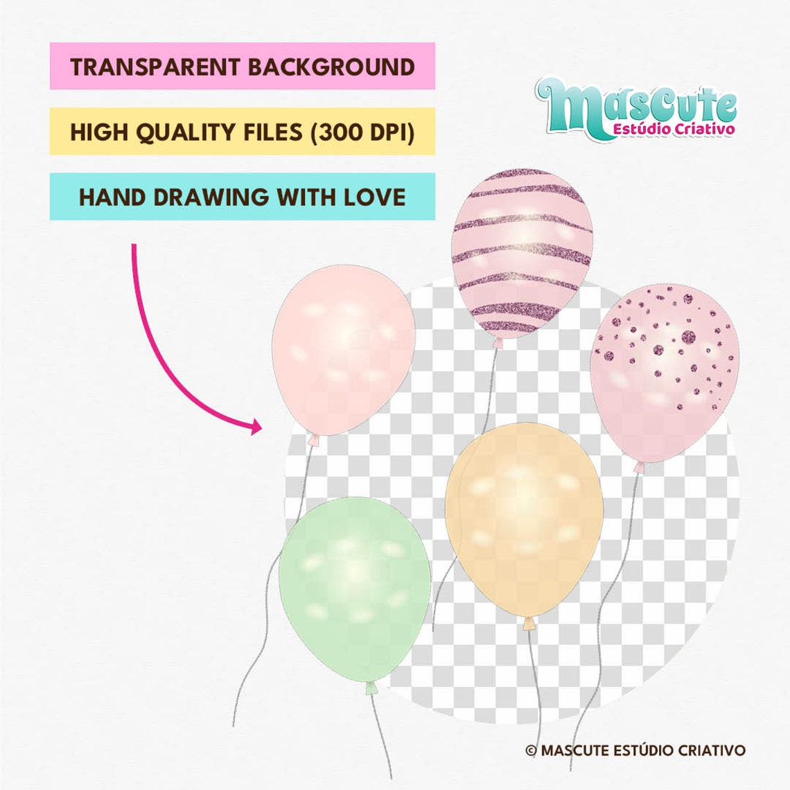 Colorful Glitter Balloons Clipart - Digital Clip Art Graphics PNG for ...