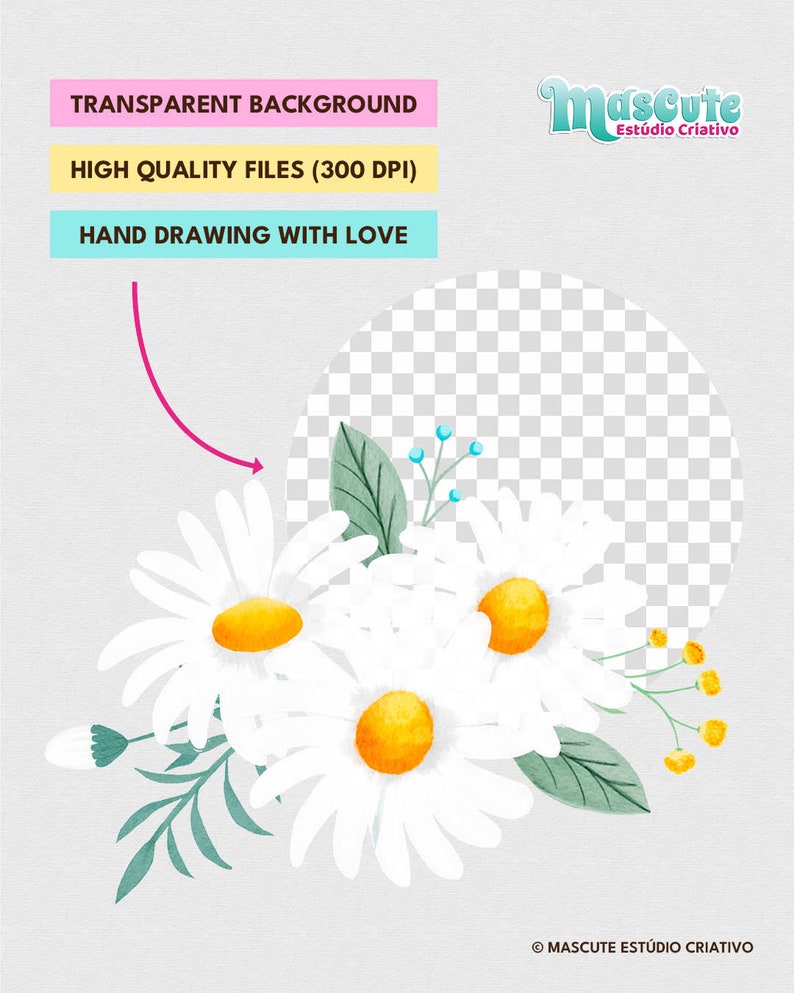 Watercolor Daisy Flower Clipart and Digital Paper, Floral Spring Art ...