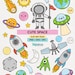 Cute Space Clipart Set SVG PNG EPS | Kawaii Planets, Rockets and Stars ...