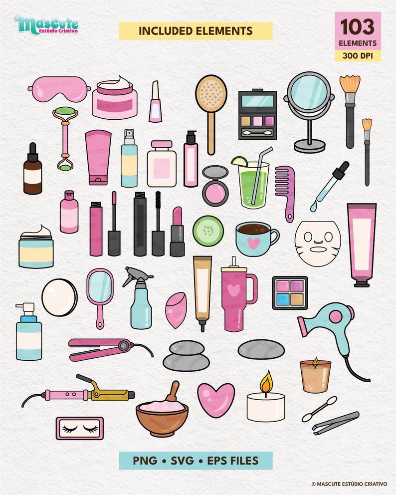 Selfcare Routine Clipart Set SVG PNG EPS | Cute Self-love & Wellness ...