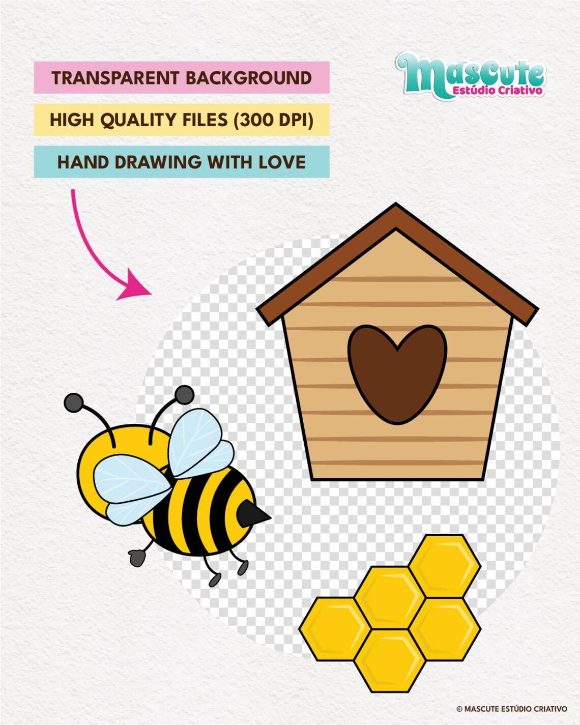 Cute Honey Bee Clipart Set SVG PNG EPS | Kawaii Bees and Flowers for ...