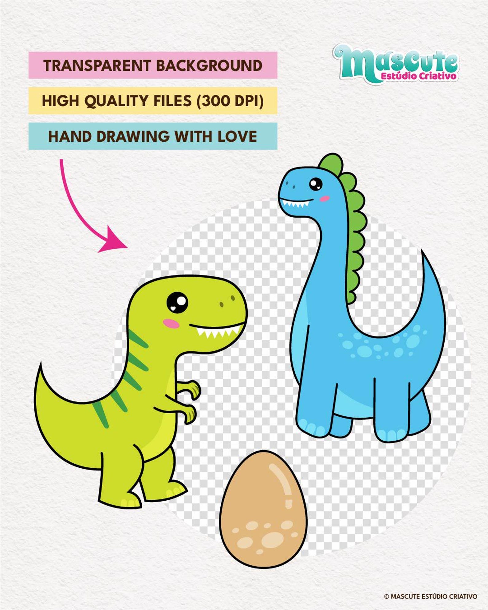 Cute Dinosaur Clipart Set SVG PNG EPS | Kawaii Dino Vectors for Kids ...
