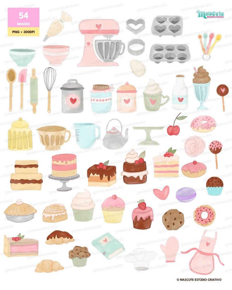Watercolor Cute Bakery, Cupcake Png, Cute Designs Cupcake Kitchen ...