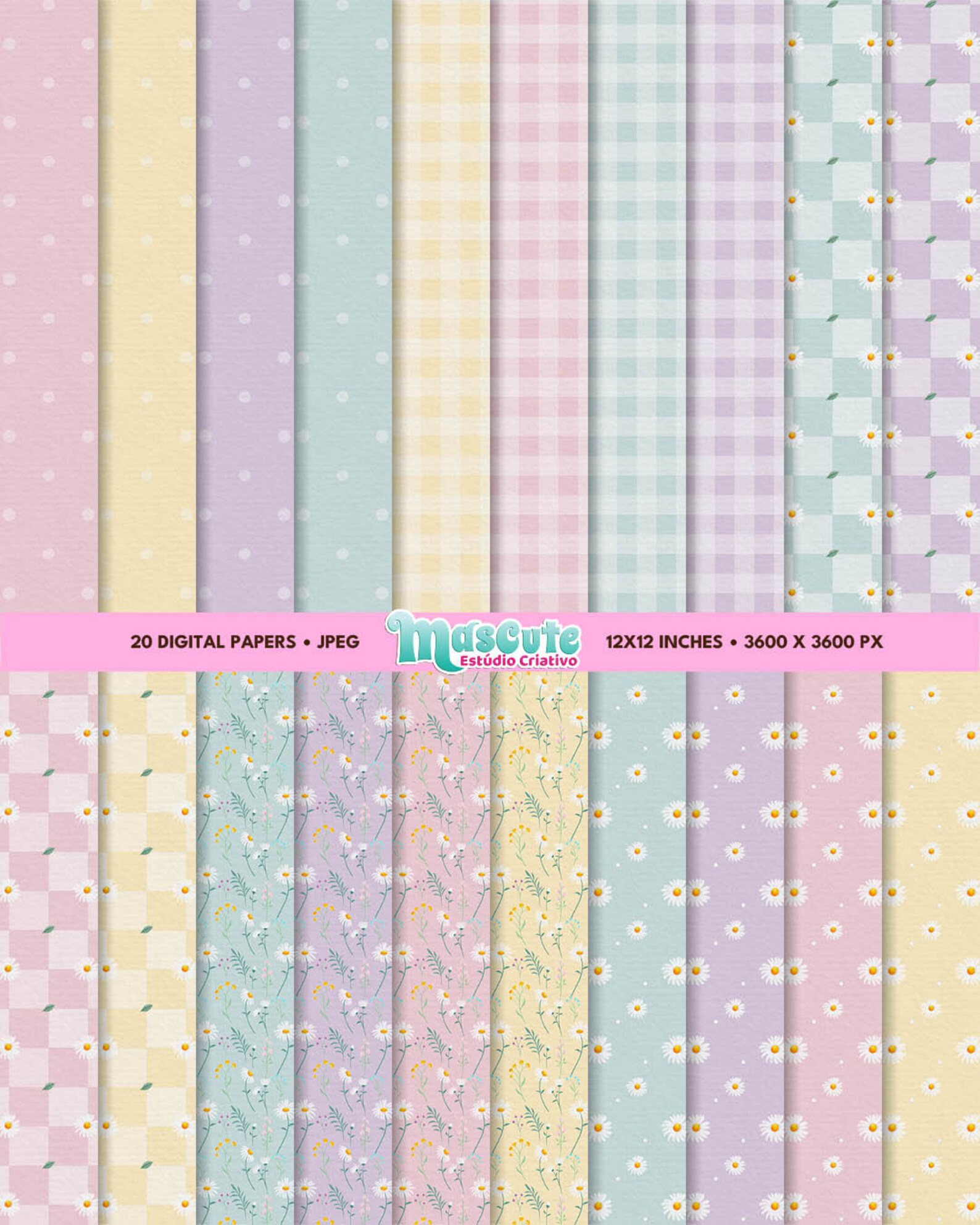 Watercolor Daisy Flower Clipart and Digital Paper, Floral Spring Art ...