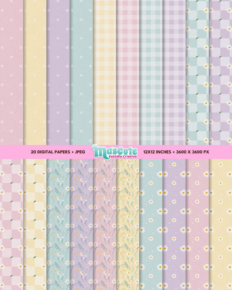 Watercolor Daisy Flower Clipart and Digital Paper, Floral Spring Art ...