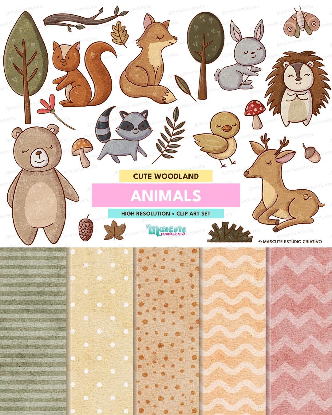 Woodland Animals Clipart Set: Hand-drawn Forest Creatures (digital ...