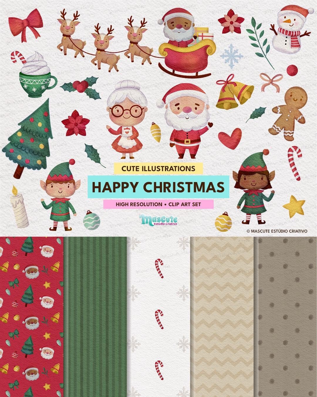 Watercolor Christmas Clipart Set: Hand-painted Holiday Illustrations ...