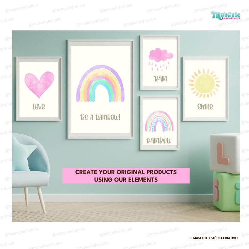 Rainbow Watercolor Clipart, Rainbow Clip Art , Weather Graphics ...