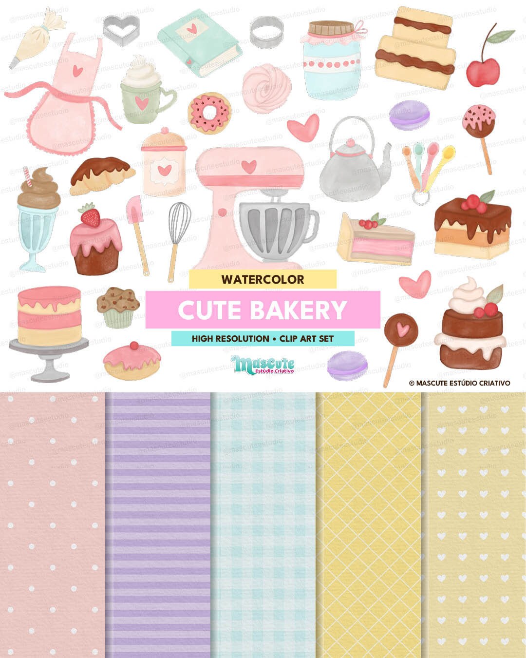 Watercolor Cute Bakery, Cupcake Png, Cute Designs Cupcake Kitchen ...