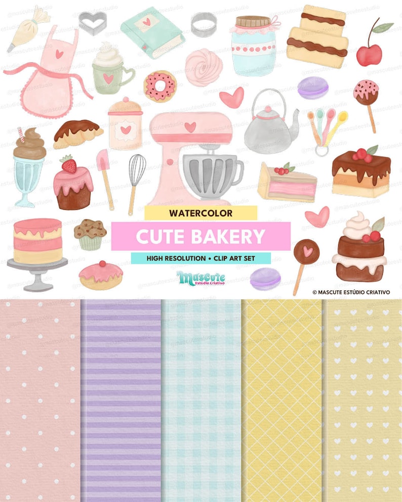 Watercolor Cute Bakery, Cupcake Png, Cute Designs Cupcake Kitchen ...