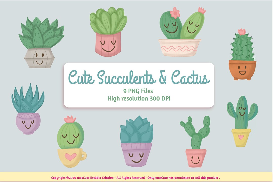 Succulent Clipart Cute Cactus Clipart Cacti Clip Art Cute Succulent ...