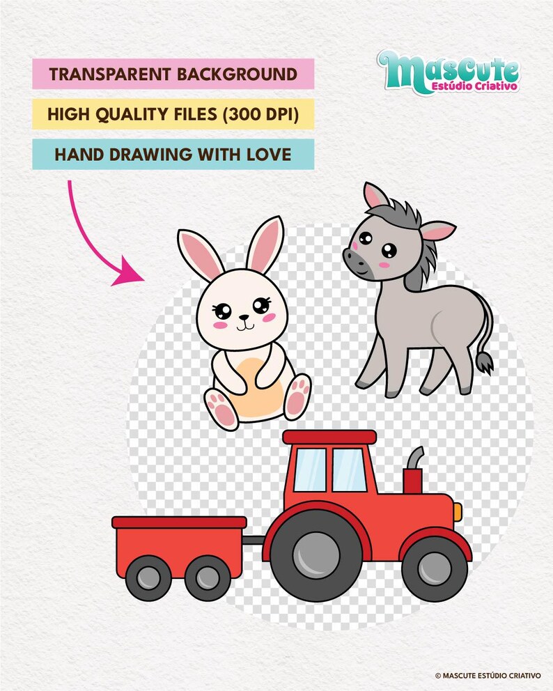 Cute Farm Animals Clipart Set SVG PNG EPS | Kawaii Farm Vectors for ...