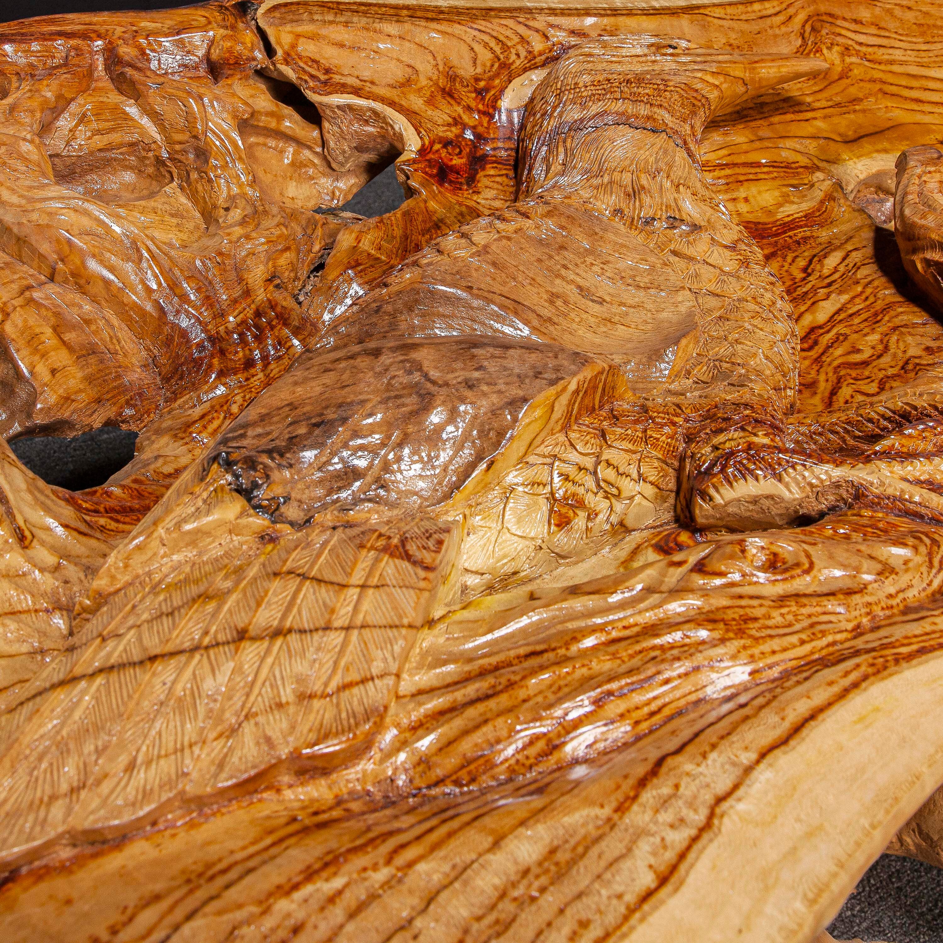Twin Birds Carved Teak Root Table - Etsy