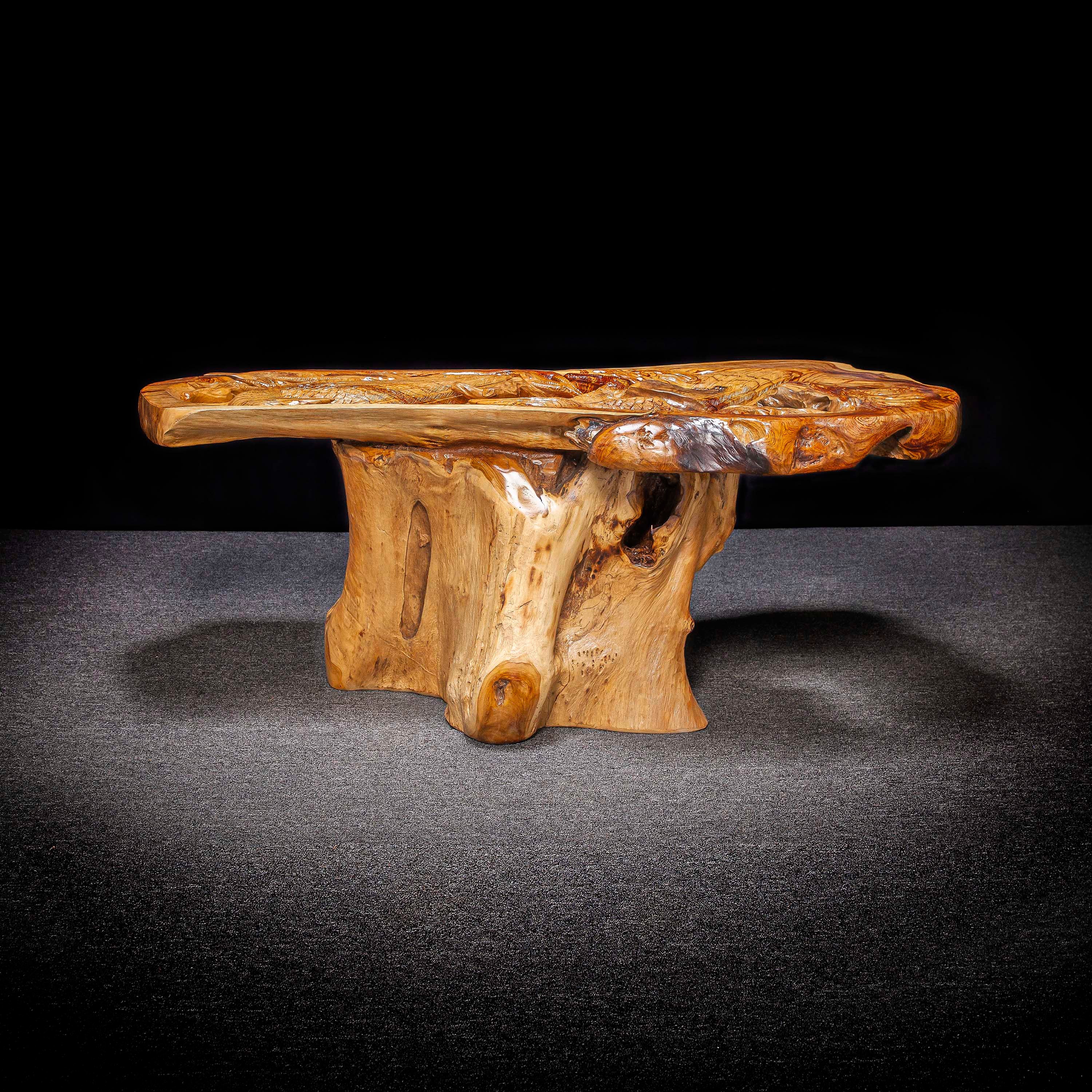 Twin Birds Carved Teak Root Table - Etsy