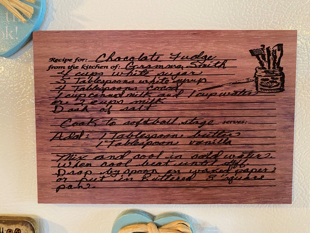 Magnetic Handwritten Wooden Recipe Card, Fridge Magnet, Family Keepsake ...