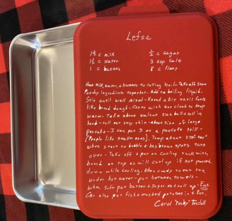 Engraved Recipe Baking Pan-9x13 Cake Pan W/colored Lid-handwritten ...