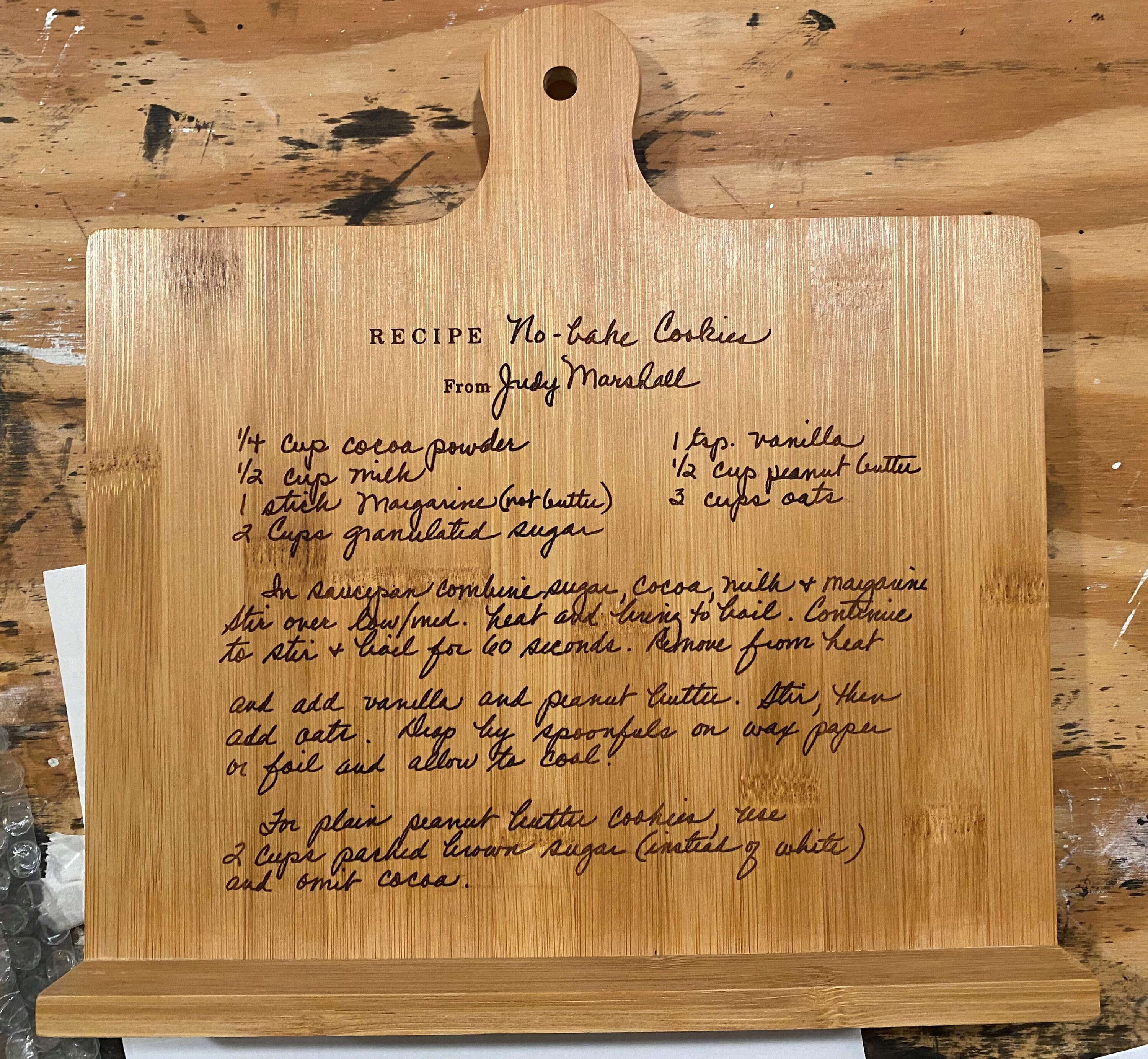 Handwritten Recipe Engraved Bamboo Chef's Easel, Family Recipe ...