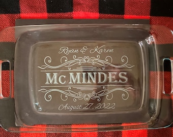 Personalized Etched Casserole Dish Family Name Established Date ...